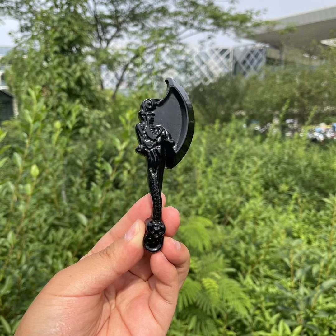 Natural Black Obsidian Ax Carving|crystal Obsidian Axe Sculpture Unique ...