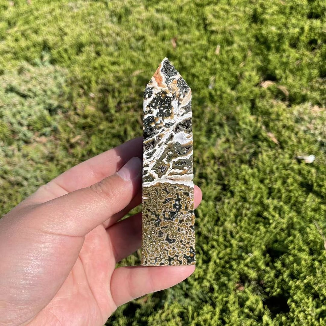 Natural Druzy Ocean Jasper Tower With Spot|healing Crystal Towers ...