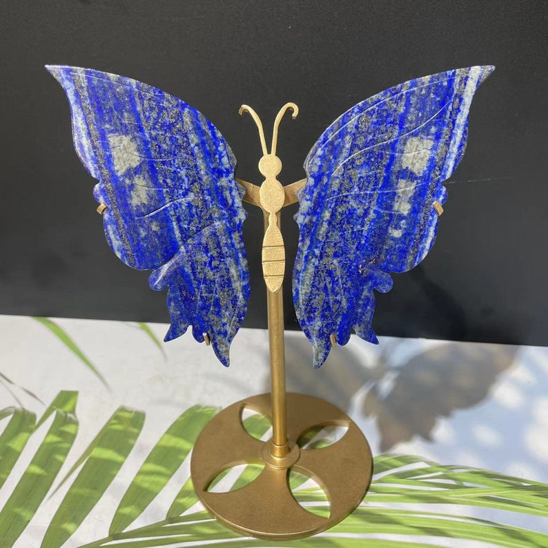Hand Carved Lapis Lazuli Butterfly Wings With Stand: Spiritual Healing ...