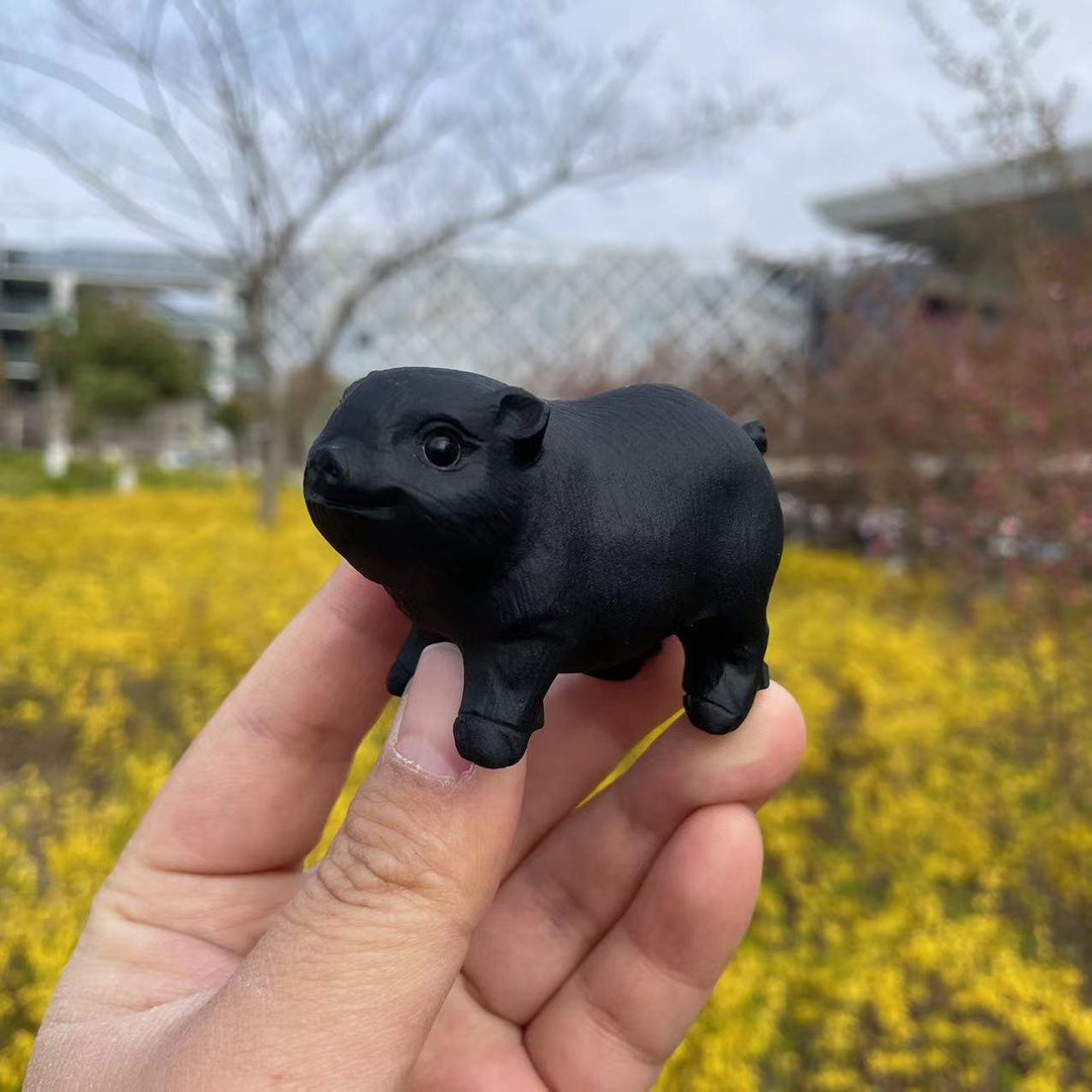 Cute Black Obsidian Pig Carving|healing Crystal|crystal Obsidian Pig ...