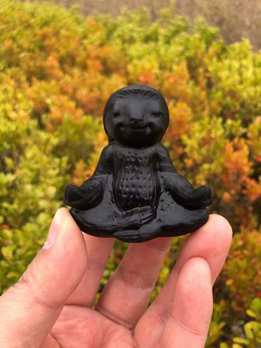 Handmade Black Obsidian Sloth Carving: Crystal Animal Sculpture - Etsy