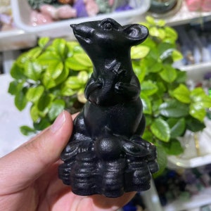 Bigger Black Obsidian Mouse Carving|healing Crystal|crystal Mouse ...