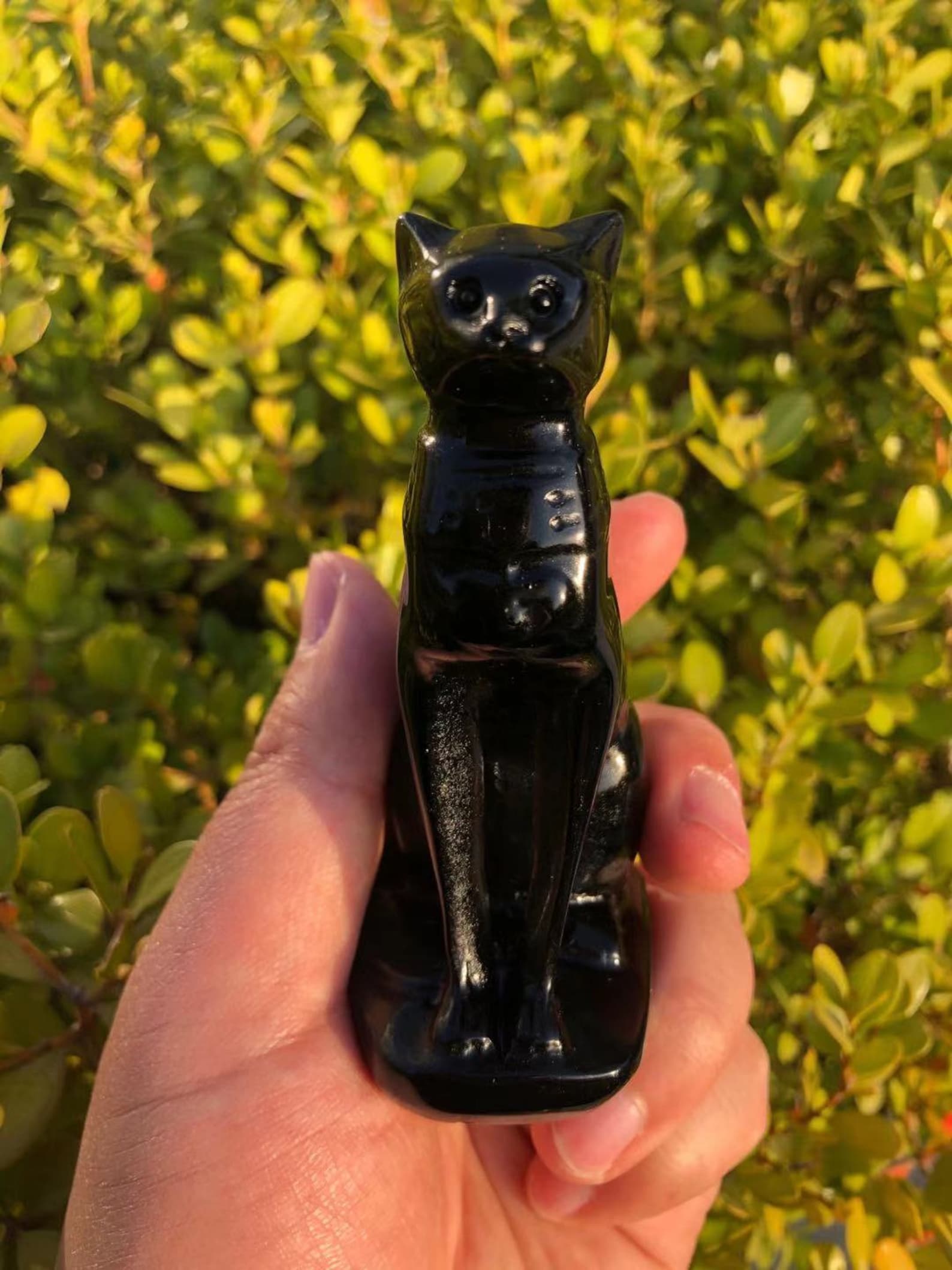 Natural Black Obsidian Egyptian Cat Carving Crystal Animal - Etsy