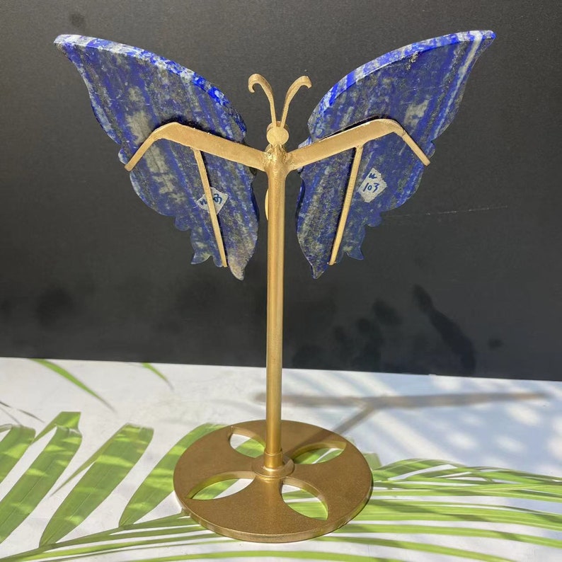 Hand Carved Lapis Lazuli Butterfly Wings With Stand: Spiritual Healing ...