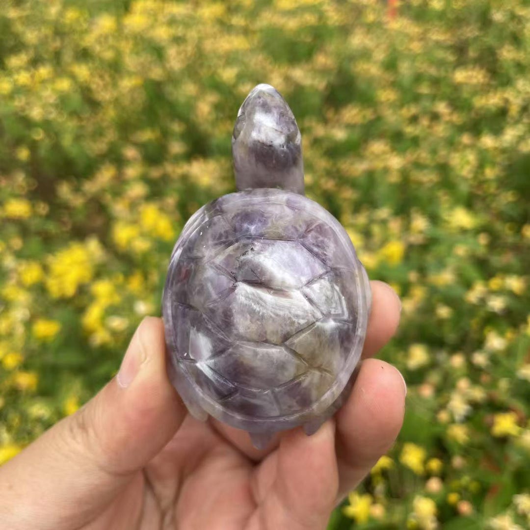 Hand Carved Dream Amethyst Turtle: Crystal Animal Carving, Spiritual ...