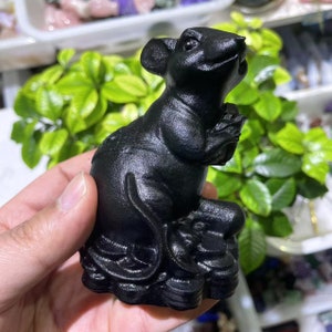 Bigger Black Obsidian Mouse Carving|healing Crystal|crystal Mouse ...