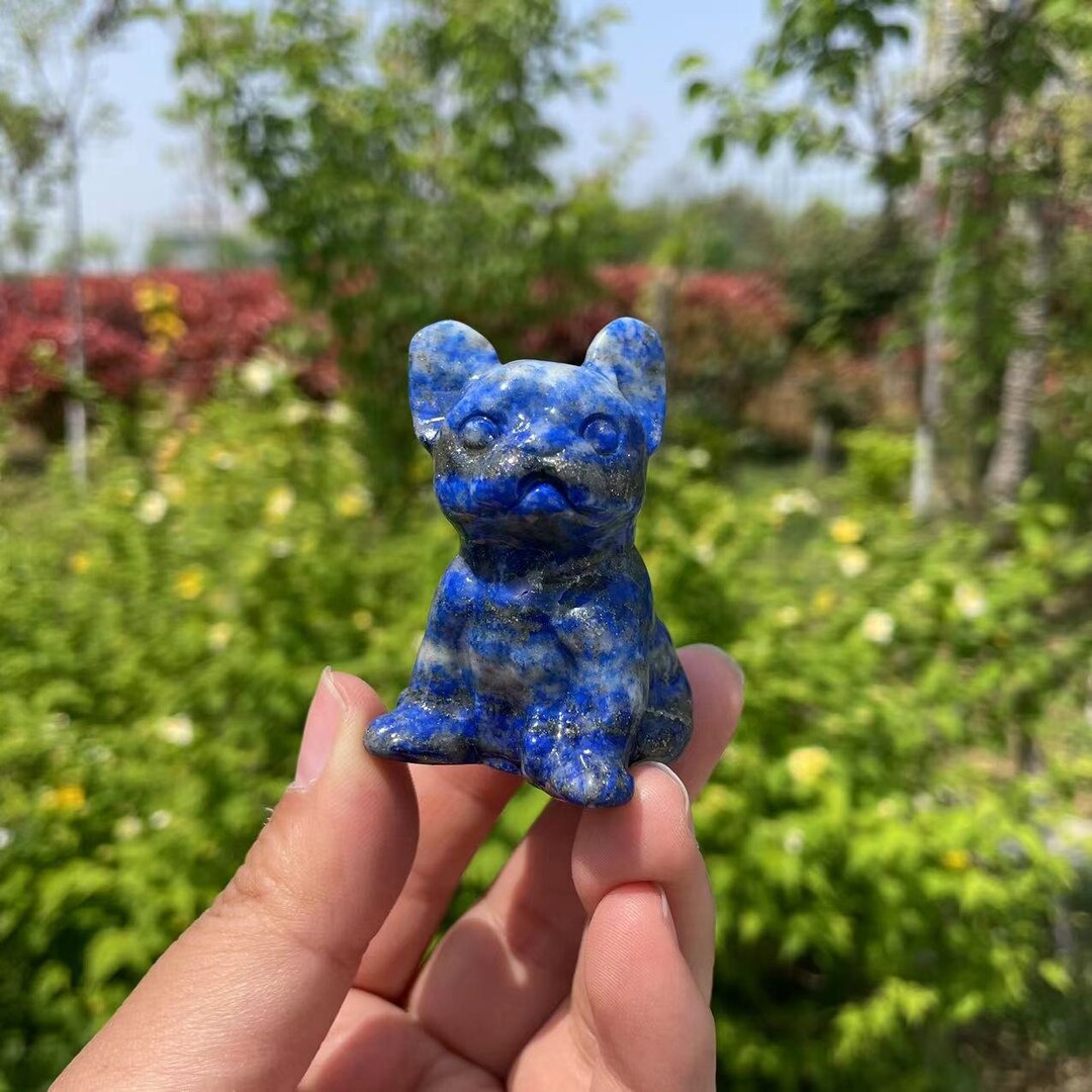 Lapis Lazuli Dog Carving|crystal Animal Dog Statue Crystal Dog Gift for ...