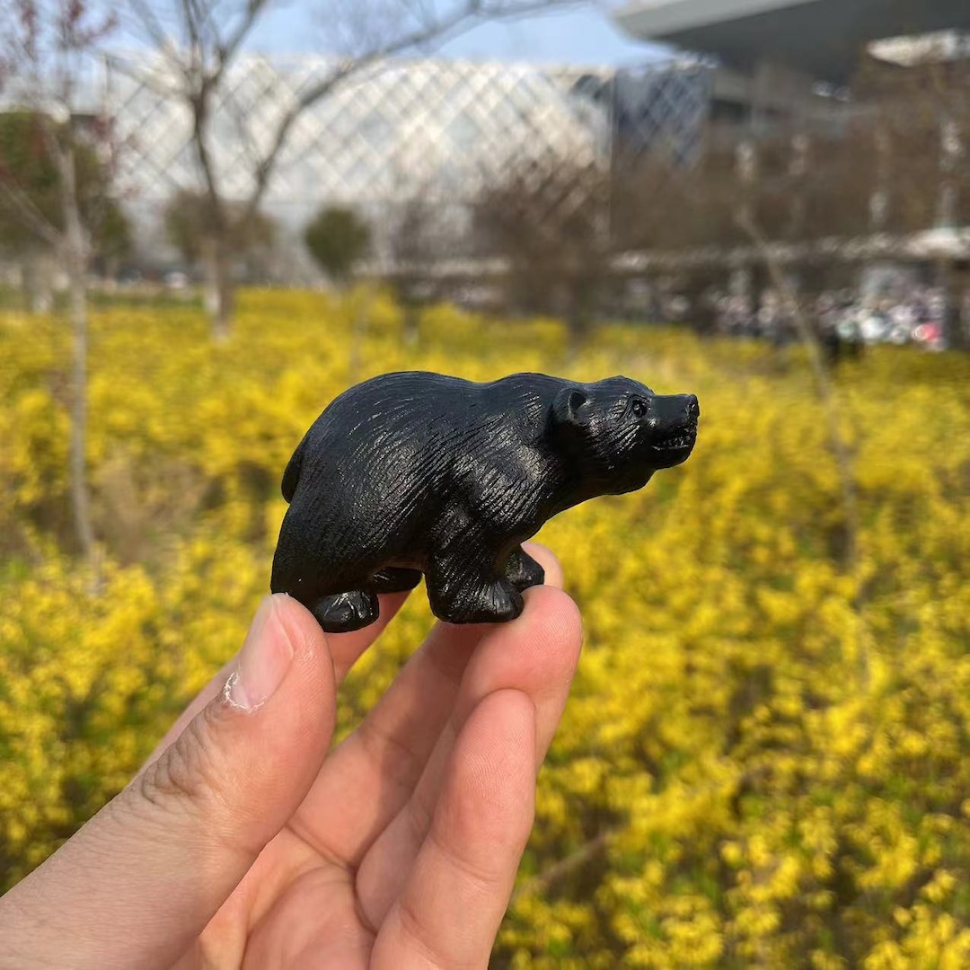 Black Obsidian Bear Carving: Healing Crystal Animal Statue - Etsy