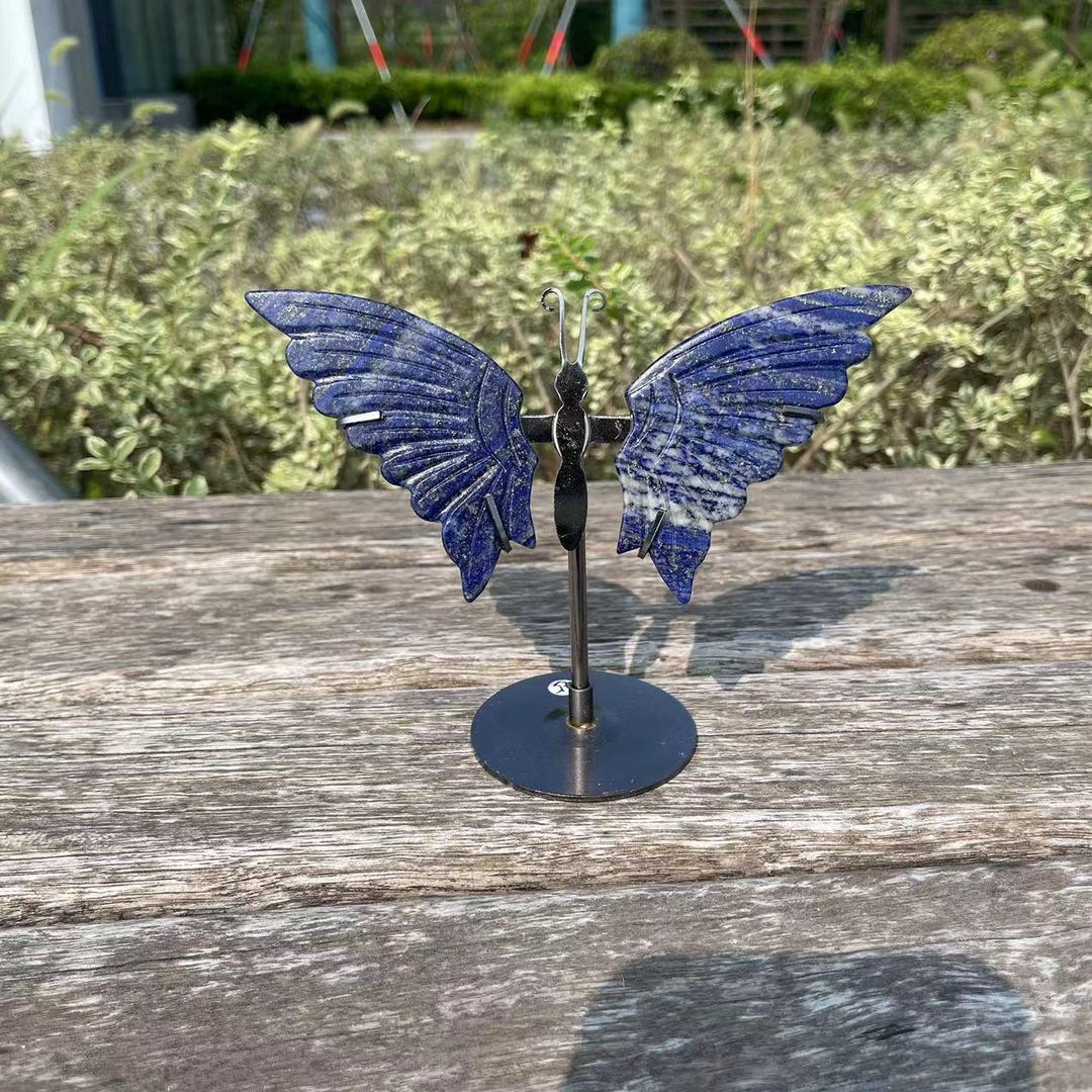 Hand Carved Lapis Lazuli Butterfly Wings With Stand: Crystal Decor - Etsy