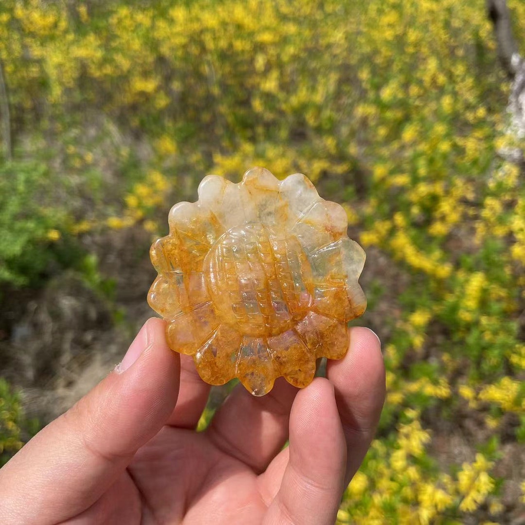 Hand Carved Golden Healer Sunflower Carving|healing Crystal|flower ...