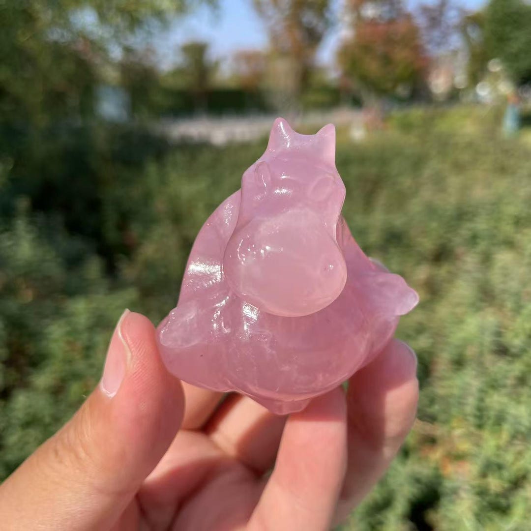 Lovely Rose Quartz Hippo Carvingcrystal Animal Hippo Statue Rose Quartz ...
