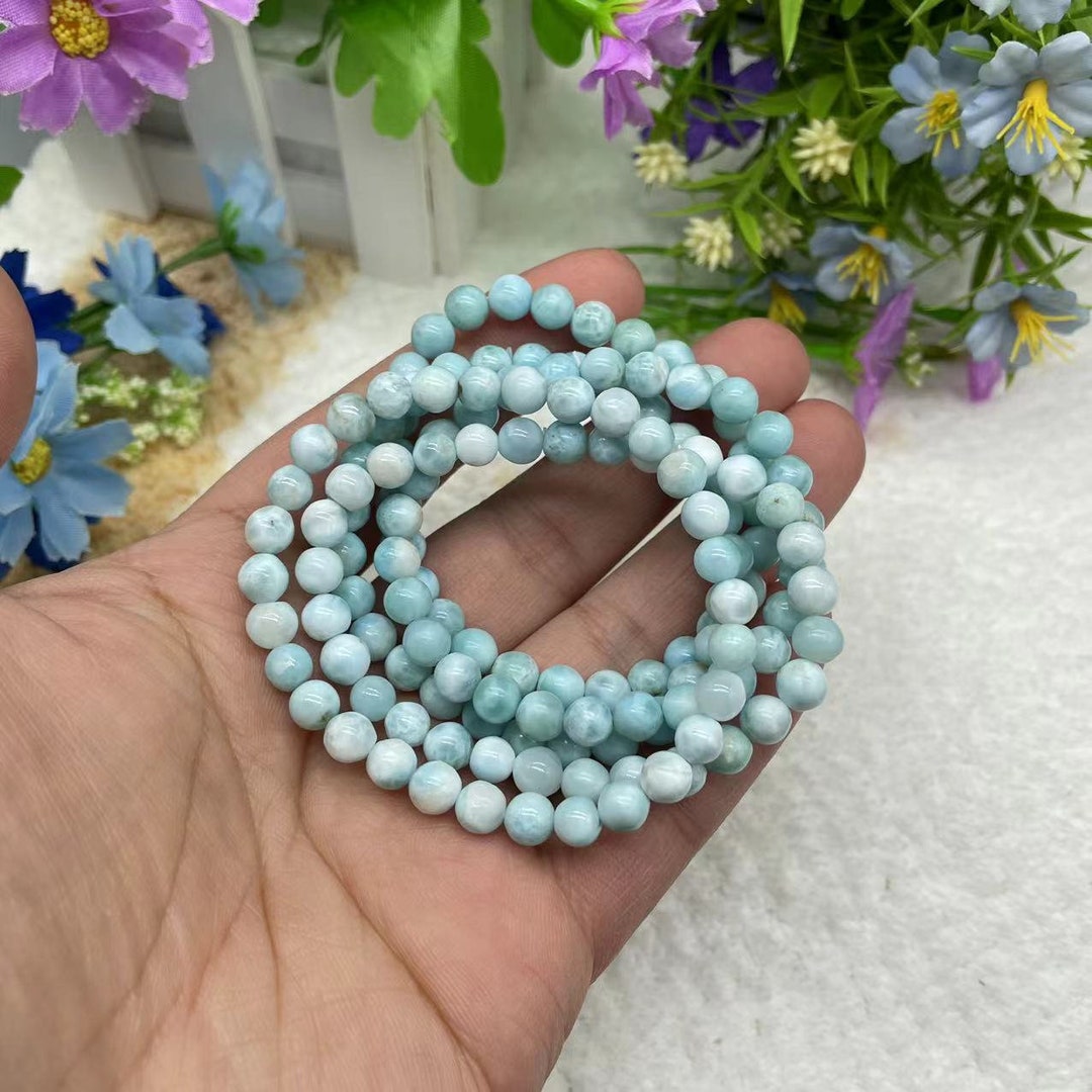 Gem Larimar Stretchy String Bracelet Healing Crystal|energy ...