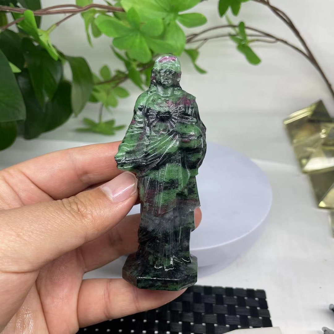Ruby in Zoisite Jesus Carving|crystal Jesus Sculpture Crystal Handmade ...