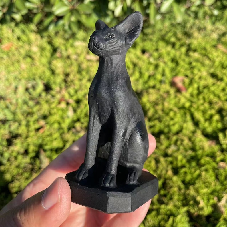 Black Obsidian Egyptian Cat Carving: Crystal Sculpture Gift - Etsy