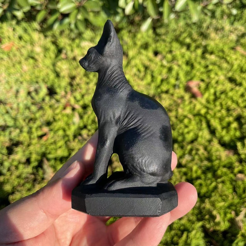Black Obsidian Egyptian Cat Carving: Crystal Sculpture Gift - Etsy
