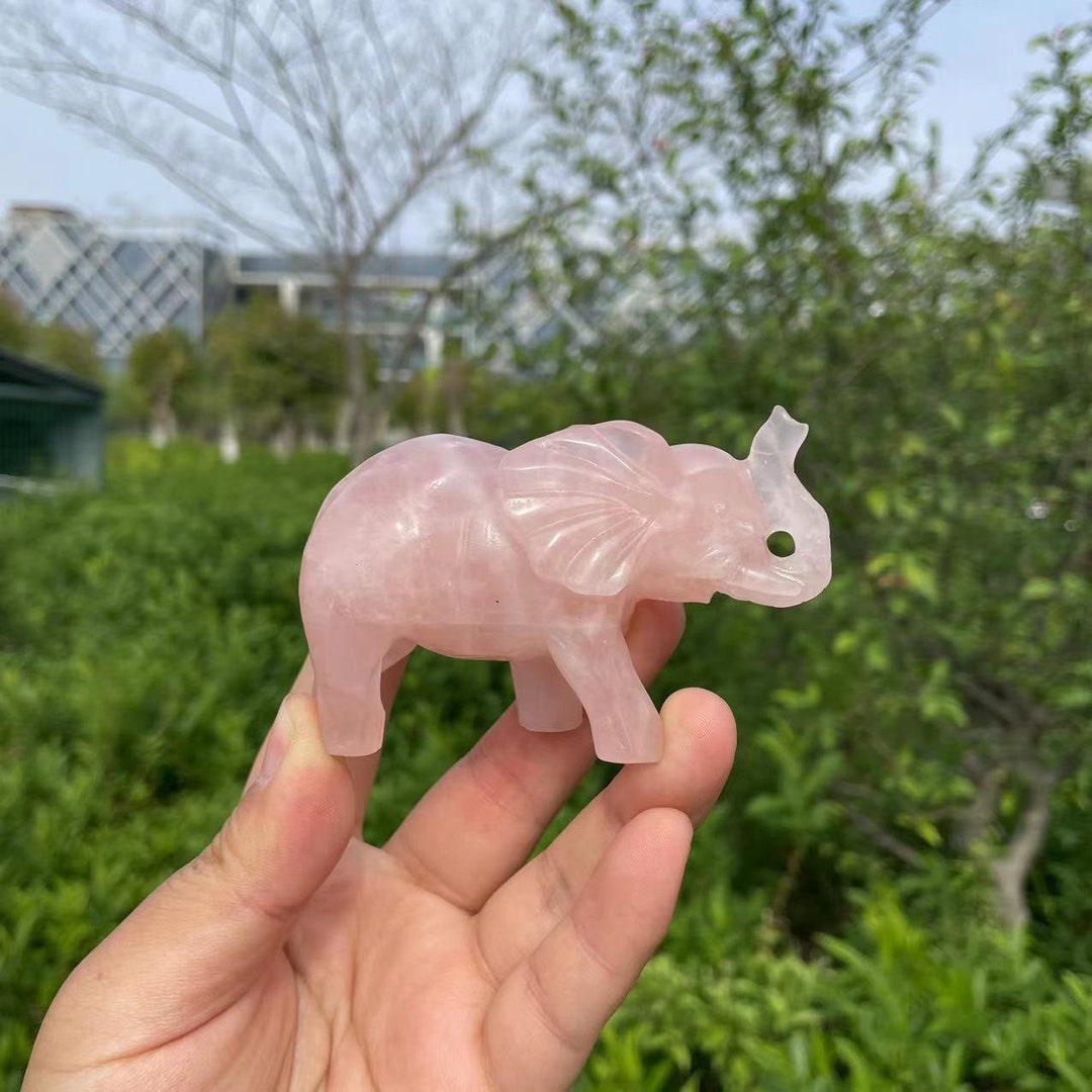 Lovely Rose Quartz Elephant Carving|healing Crystal|crystal Animal ...