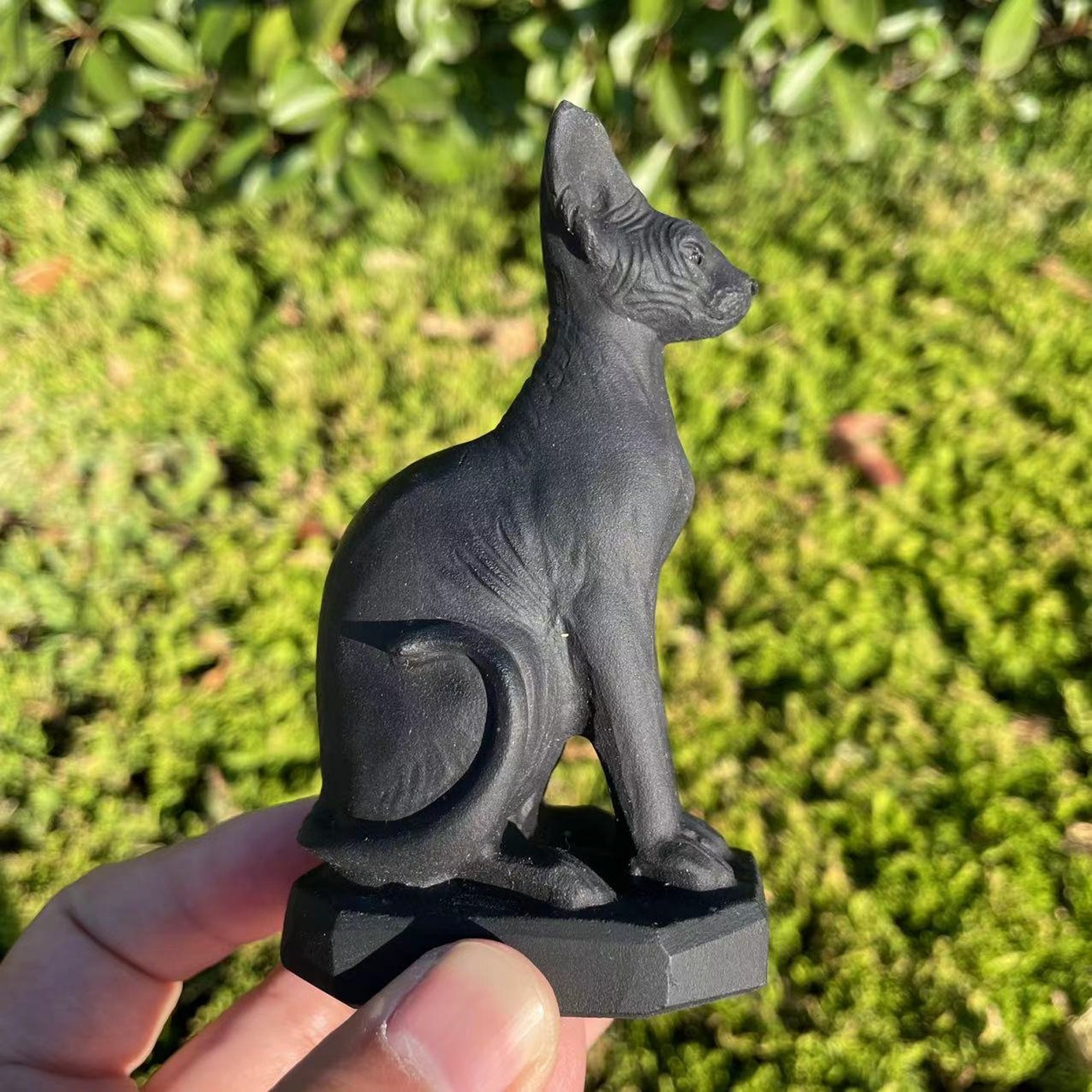 Black Obsidian Egyptian Cat Carving: Crystal Sculpture Gift - Etsy