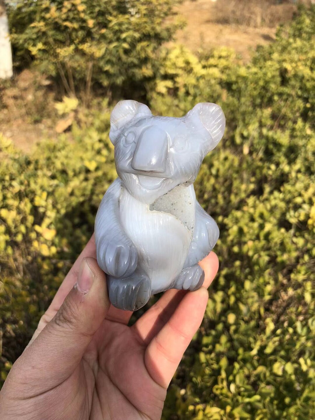 Hand Carved Agate Koala Carving With Geode: Crystal Animal - Etsy