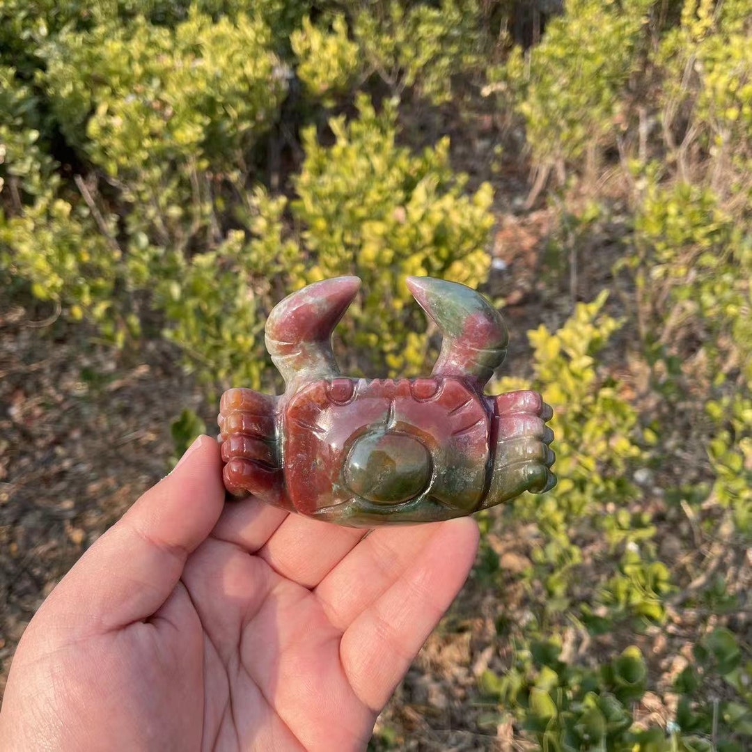 Adorable Natural Ocean Jasper Crab Carving Crystal Ocean Jasper Crab ...