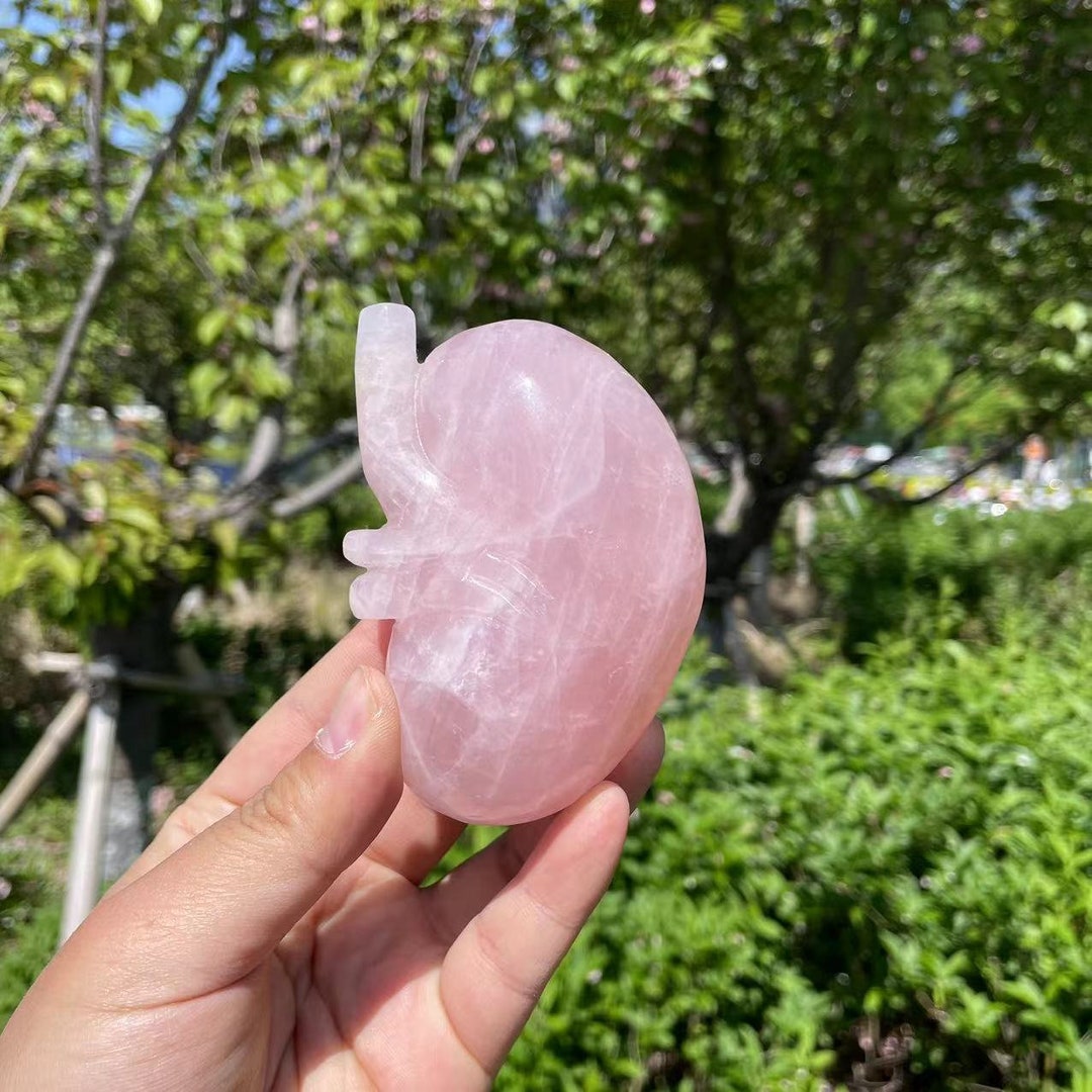 Hand Carved Rose Quartz Kidney Carving|healing Crystal|crystal Art ...