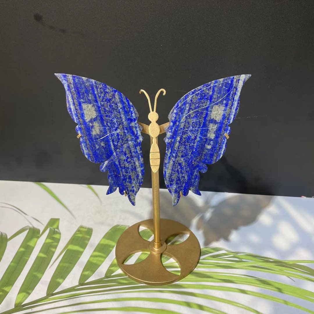 Hand Carved Lapis Lazuli Butterfly Wings With Stand: Spiritual Healing ...