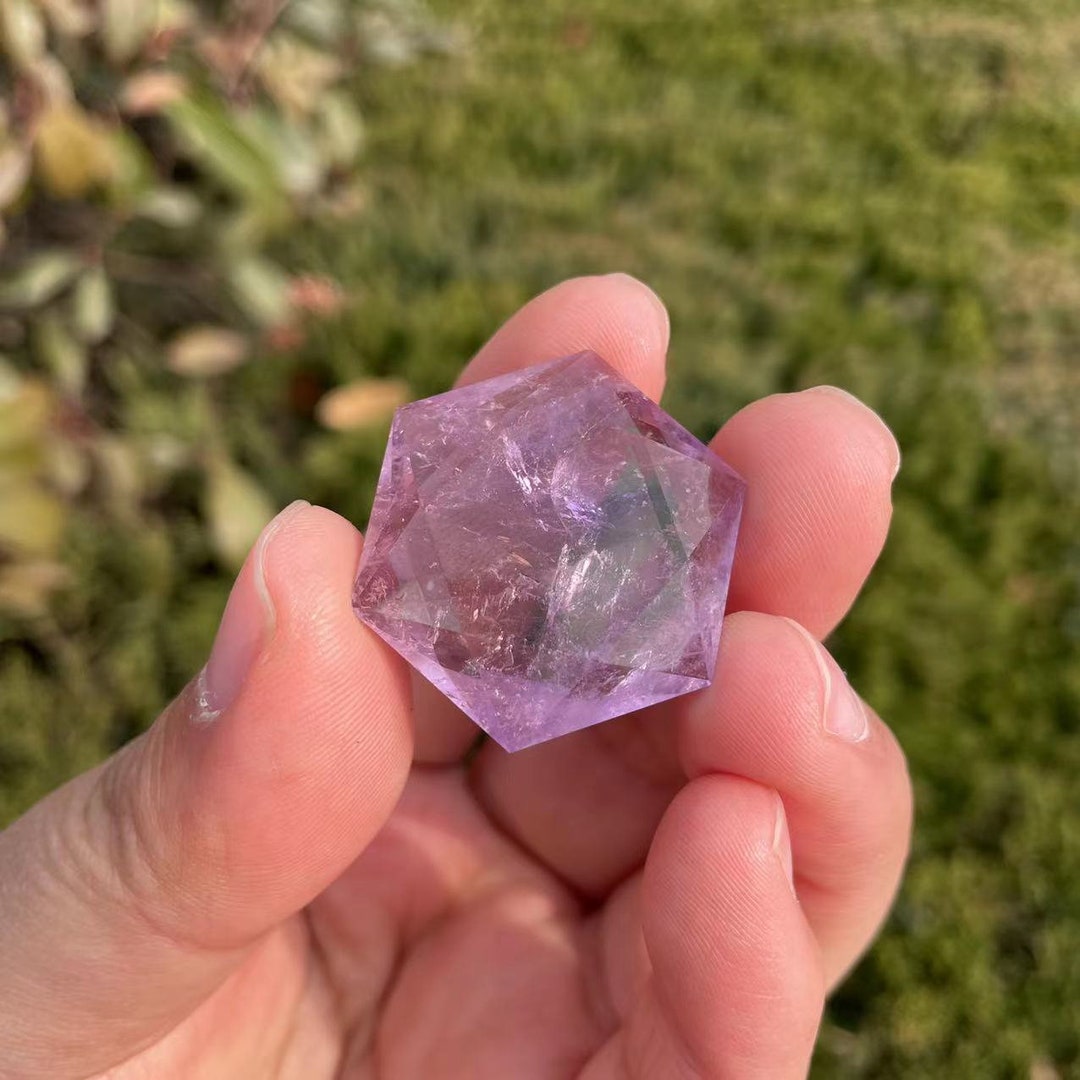 Hand Carved Amethyst Hexagon: Healing Crystal Sculpture - Etsy