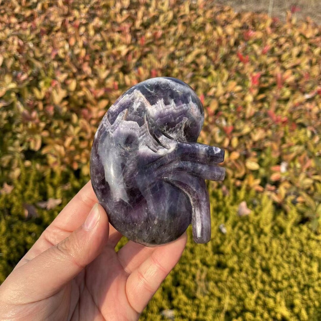 Hand Carved Dream Amethyst Kidney Sculpture: Healing Crystal Art - Etsy