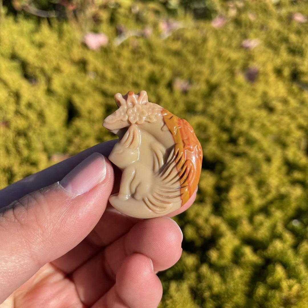 Ocean Stone Fox Carving|crystal Healing|crystal Ocean Stone Animal Nine ...