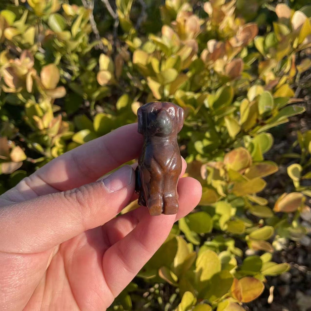 Lovely Ocean Jasper Dog Carving|natural Ocean Jasper Animal Dog ...
