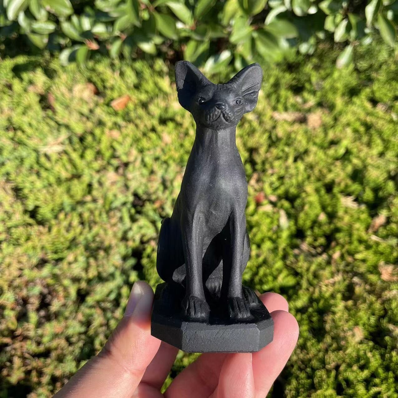 Black Obsidian Egyptian Cat Carving: Crystal Sculpture Gift - Etsy
