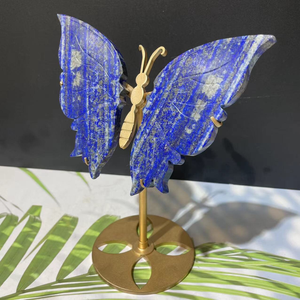 Hand Carved Lapis Lazuli Butterfly Wings With Stand: Spiritual Healing ...