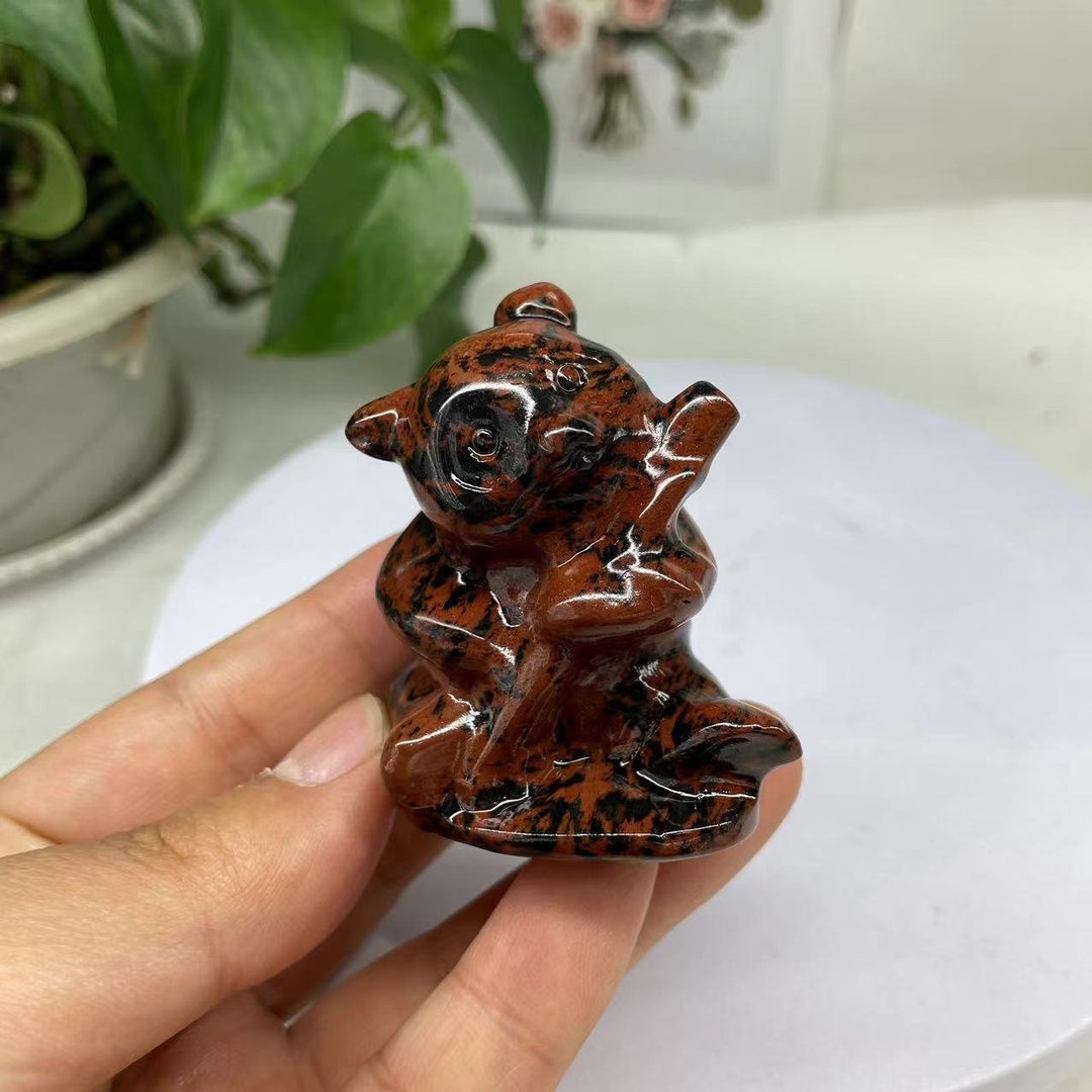 Red Obsidian Panda Carving: Healing Crystal Sculpture - Etsy