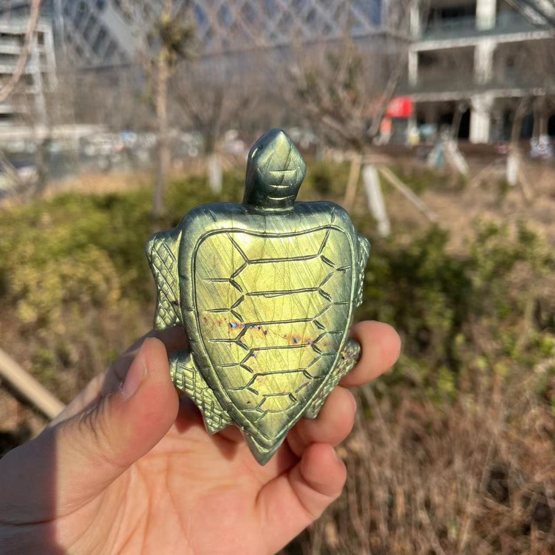 Stronger Green Flash Labradorite Turtle Carving|crystal Animal Sea ...