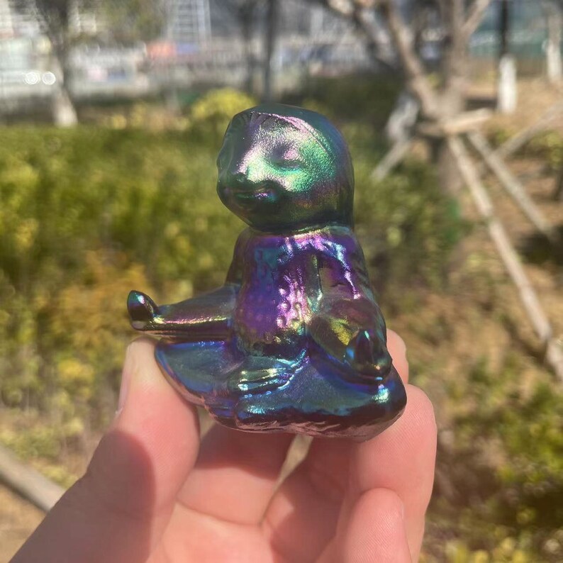 Aura Obsidian Sloth Carving: Crystal Animal Sculpture - Etsy