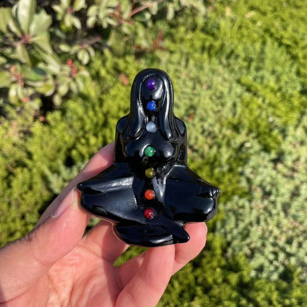 Black Obsidian Yoga Goddess Crystal Carving: Healing Sculpture - Etsy