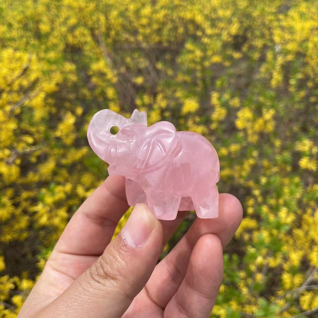 Lovely Rose Quartz Elephant Carving | Healing Crystal | Crystal Animal ...