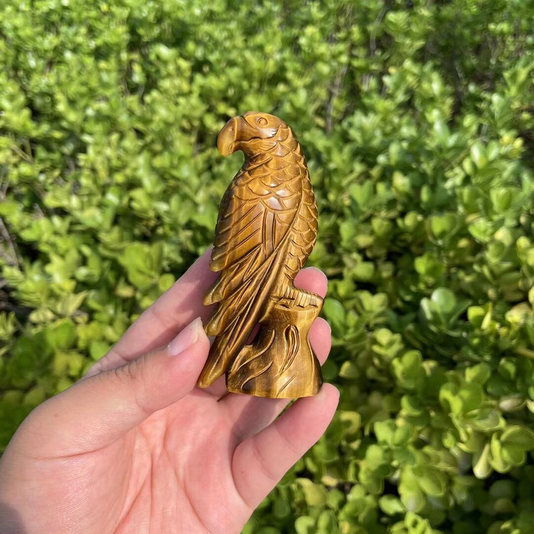 Hand Carved Flash Tiger Eyes Parrot Carvinghealing Crystalflash Crystal ...