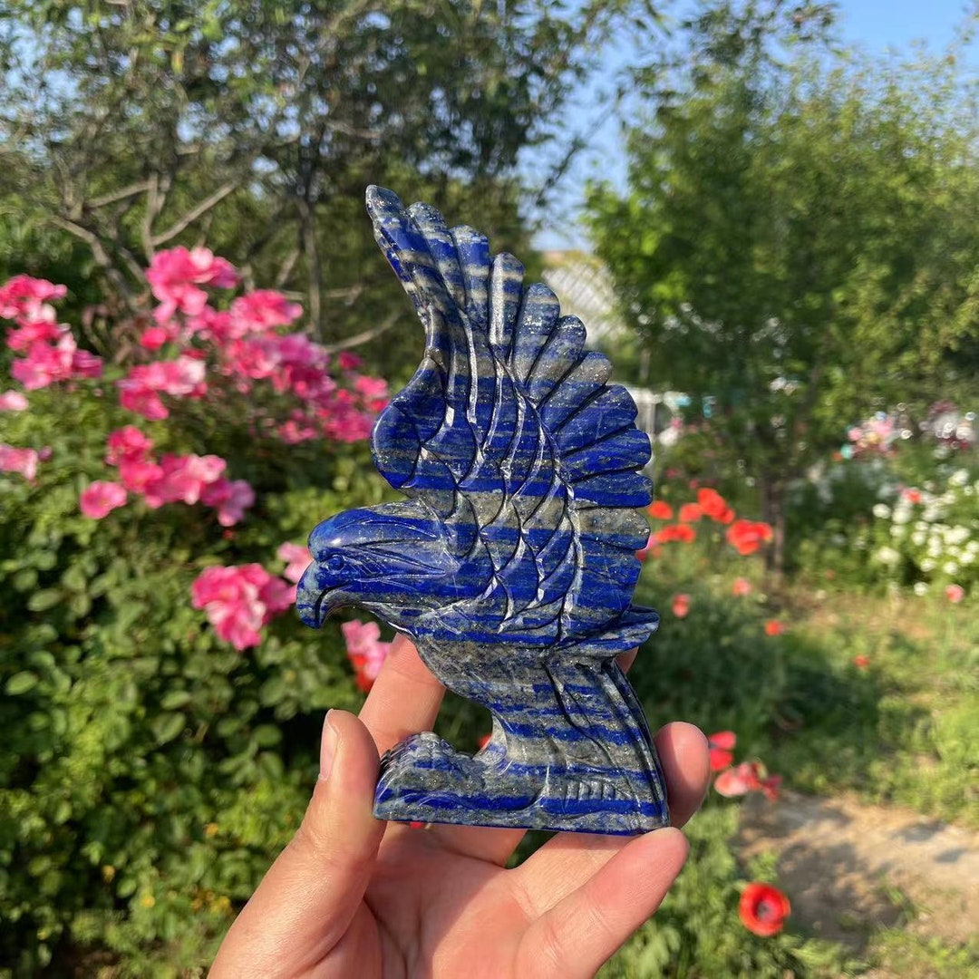 610g Hand Carved Lapis Lazuli Flying Eagle Carvinghealing ...