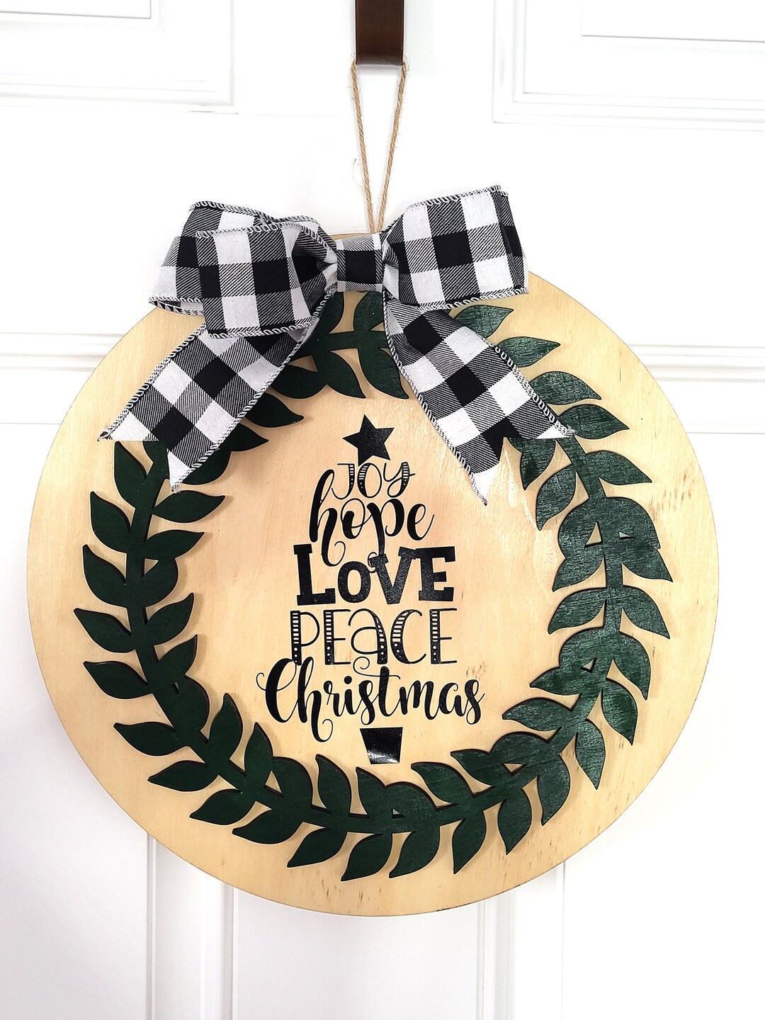 Christmas Round Wood 12-inch Door Hanger - Etsy