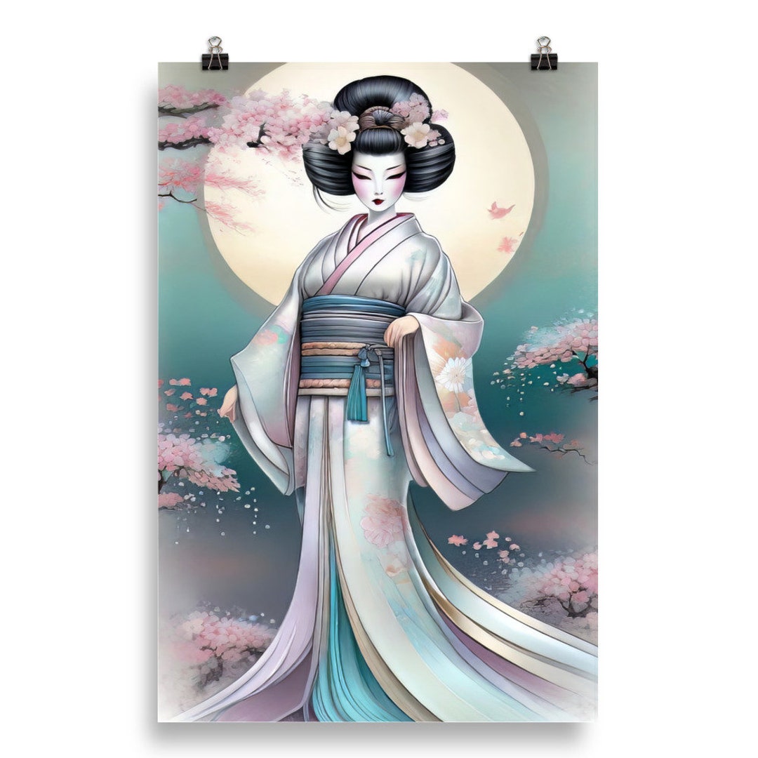Japan Pastel Geisha Traditional Poster - Etsy