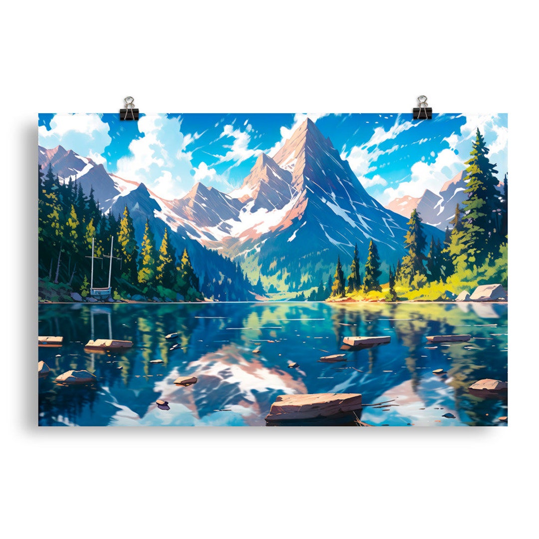Mountain Reflection in a Laker Landscape POSTER - Etsy