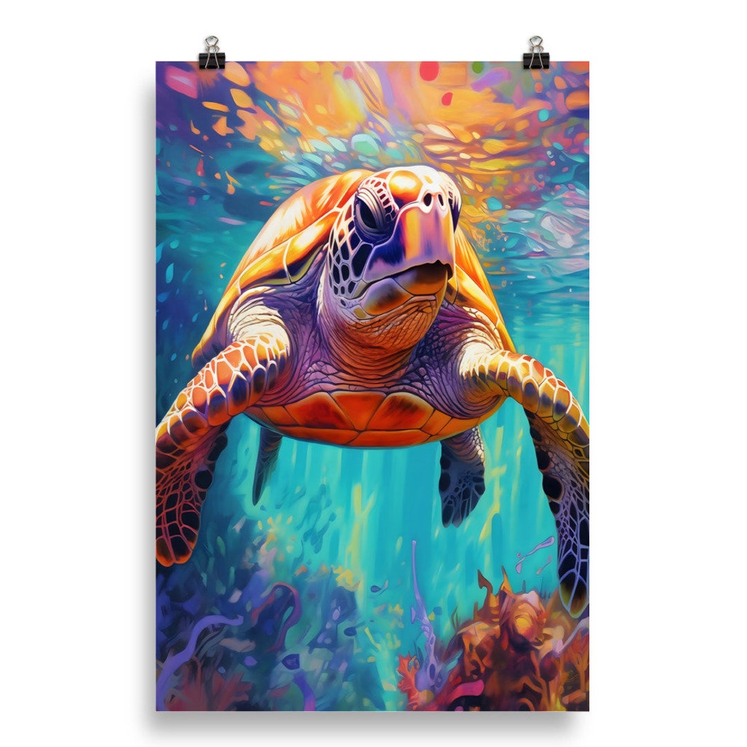 Mysterious Turtle Underwater POSTER - Etsy