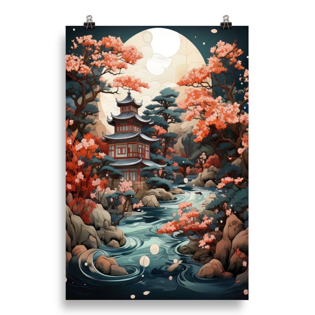 Japanese Landscape Traditional Poster - Etsy