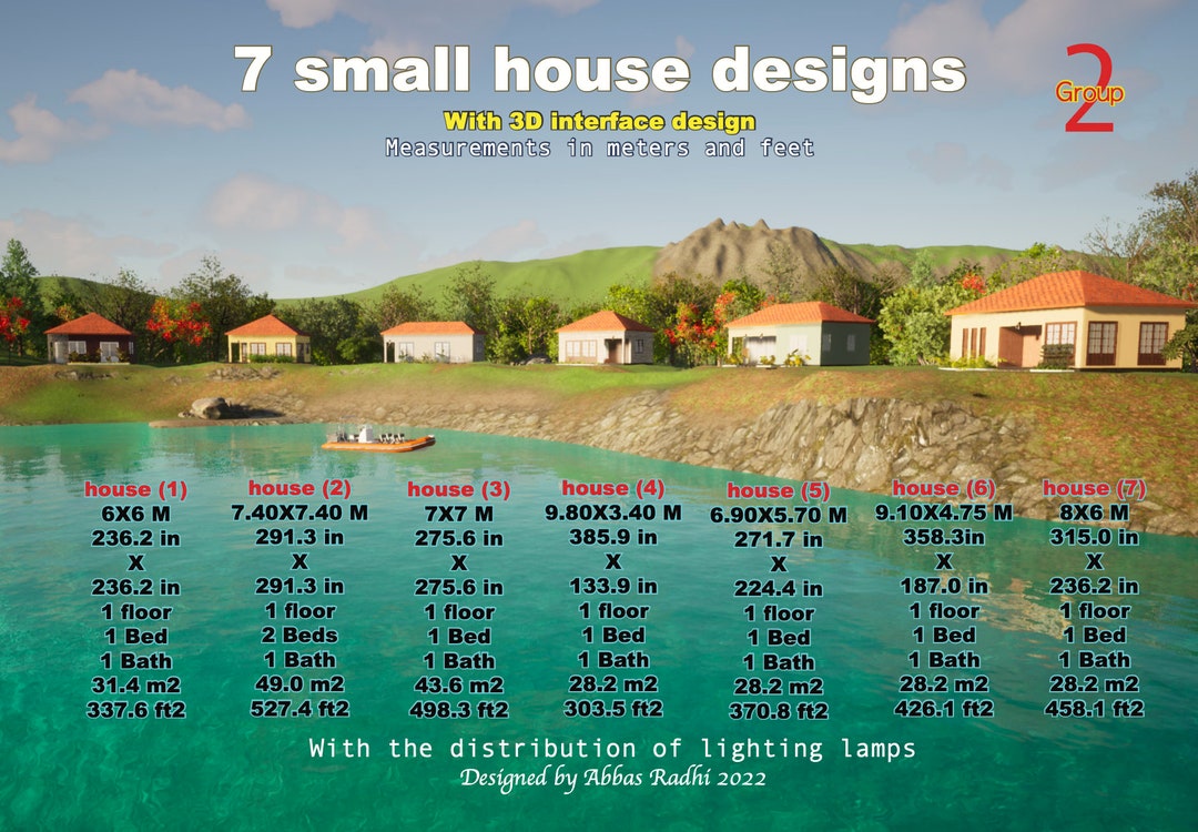 Plans for 7 Small House of Different Sizes and Different 3D Facades - Etsy