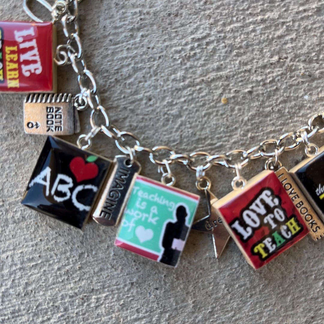 Teacher Charm Bracelet: Upcycled Scrabble Tile Inspire, Teacher ...