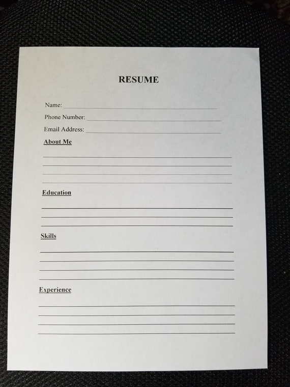 Resume Digital Simple Job Resume Printable Editable | Etsy