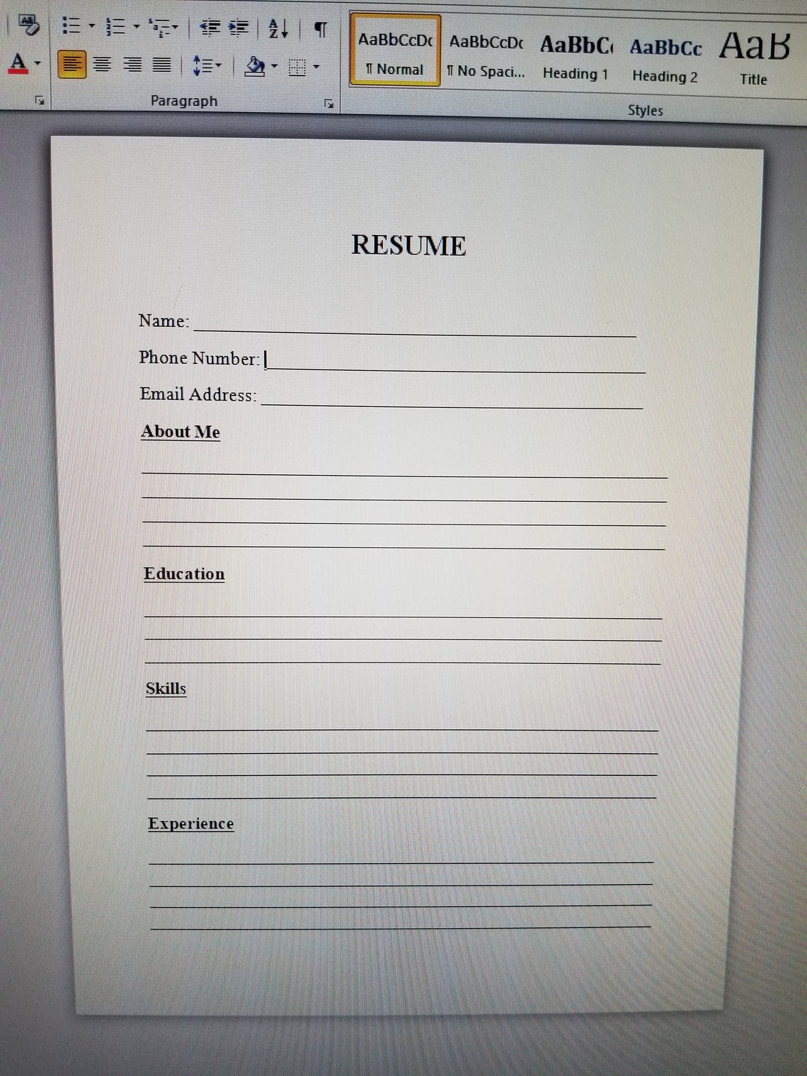 Resume, Digital, Simple, Job Resume, Printable, Editable - Etsy