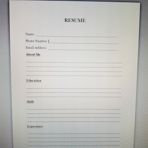 Resume, Digital, Simple, Job Resume, Printable, Editable - Etsy