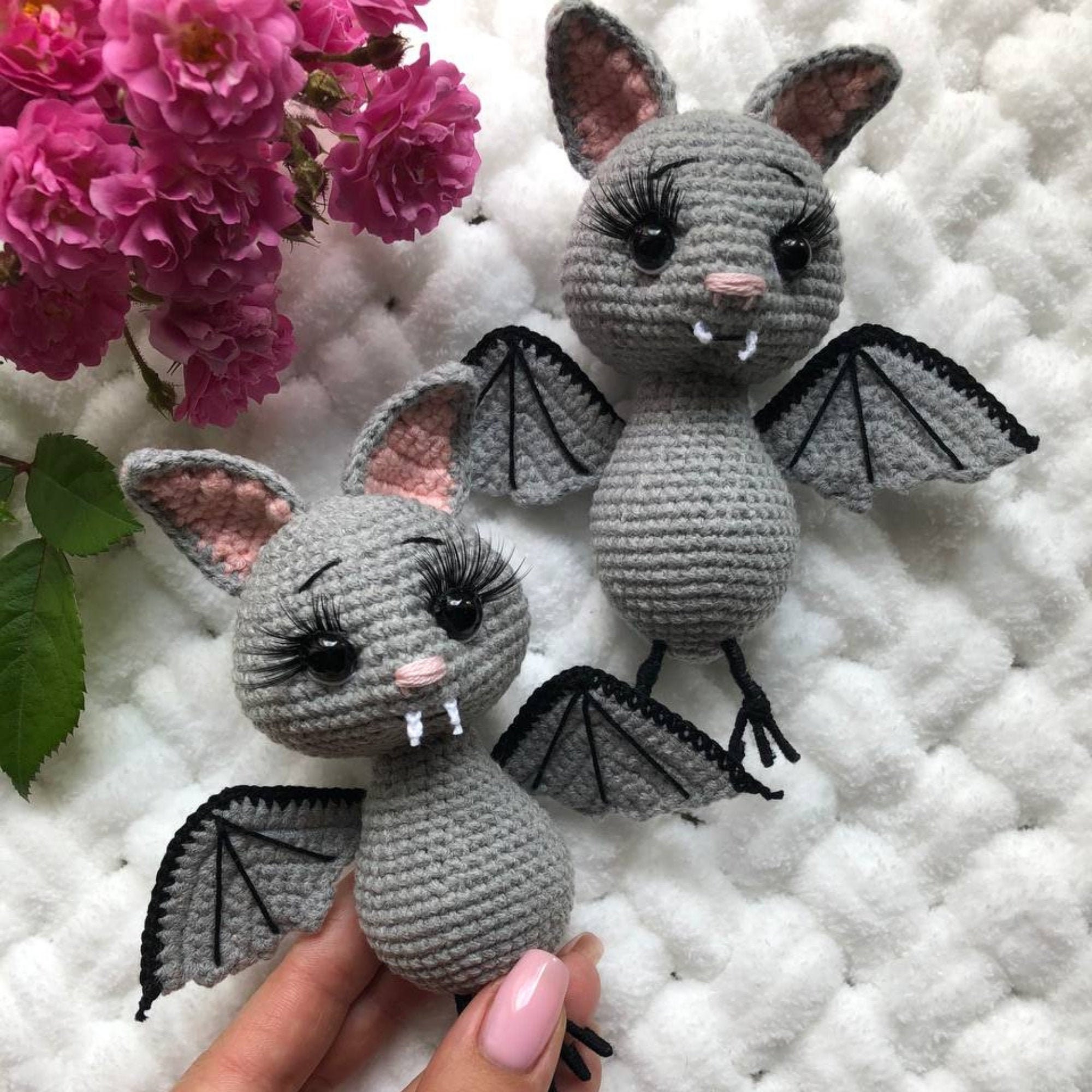 Bat Crochet Stuffed, Vampire Bat for Halloween Decor. Little Gray Bat ...