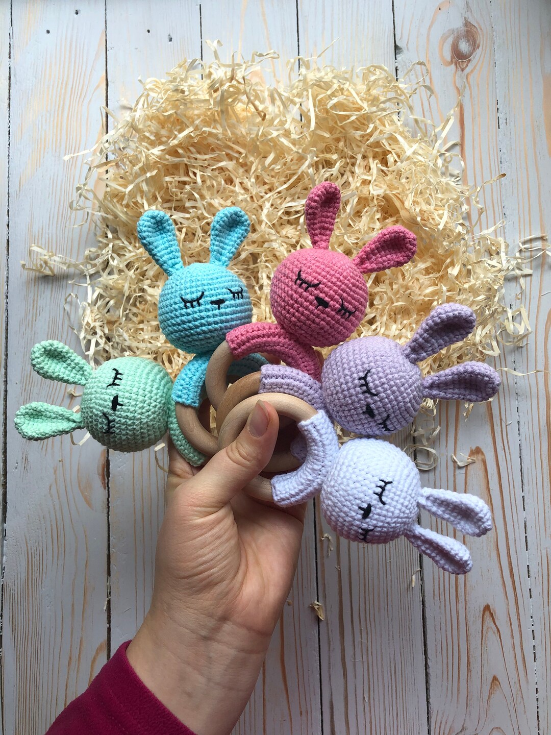 Cute Bunny Baby Rattle - Essential Baby Gear, Crochet Rabbit Toy Baby ...